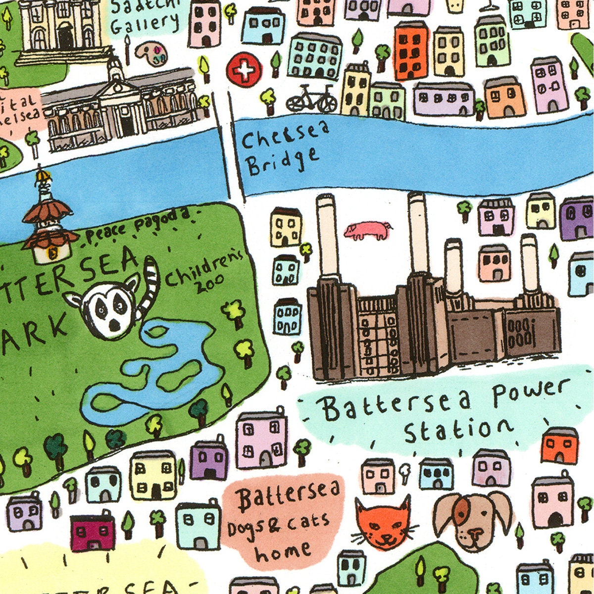 Illustrated Map of South West London, Limited Edition, 2nd Edition ...