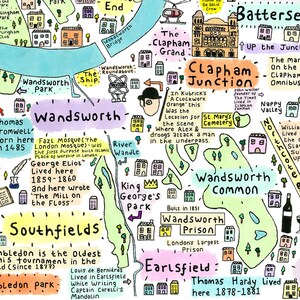 Illustrated Map of South West London History and Culture, Famous London ...