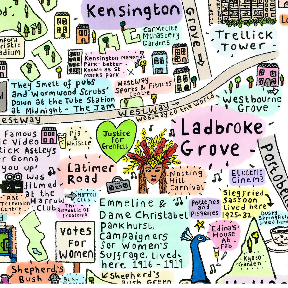 Illustrated Map of North West London History and Culture - Etsy