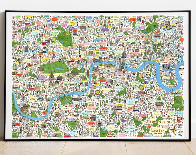 Illustrated London Map Limited Edition, Famous London Streets, London ...