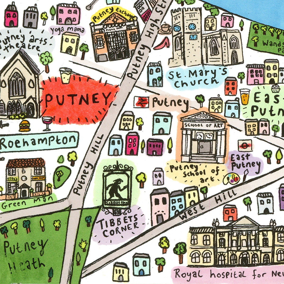 Illustrated Map of South West London, Limited Edition, 2nd Edition ...
