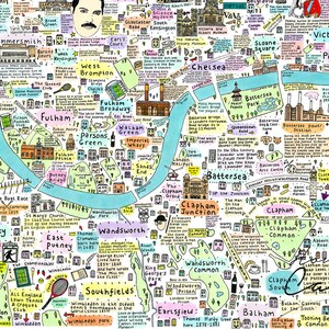 Illustrated Map of South West London History and Culture, Famous London ...
