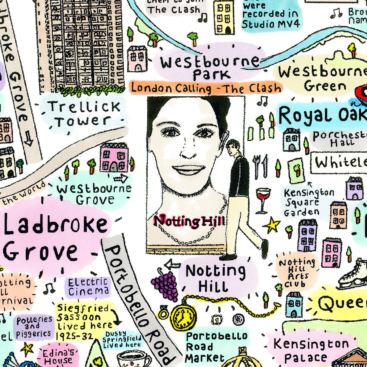 Illustrated Map of North West London History and Culture - Etsy