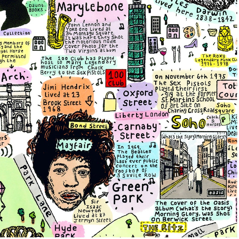 Illustrated Map of North West London History and Culture - Etsy