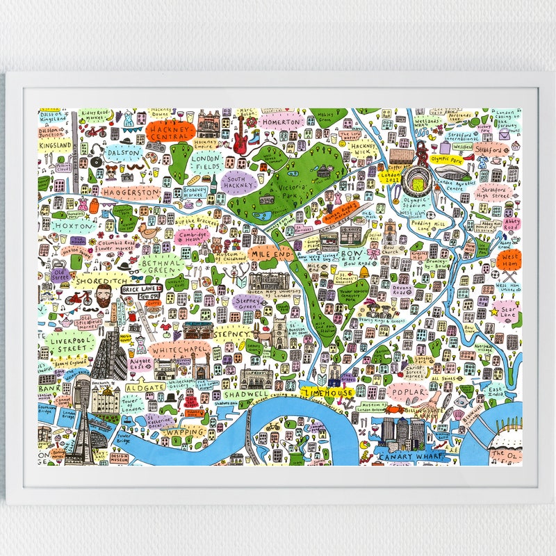 London Map Poster East - Etsy UK