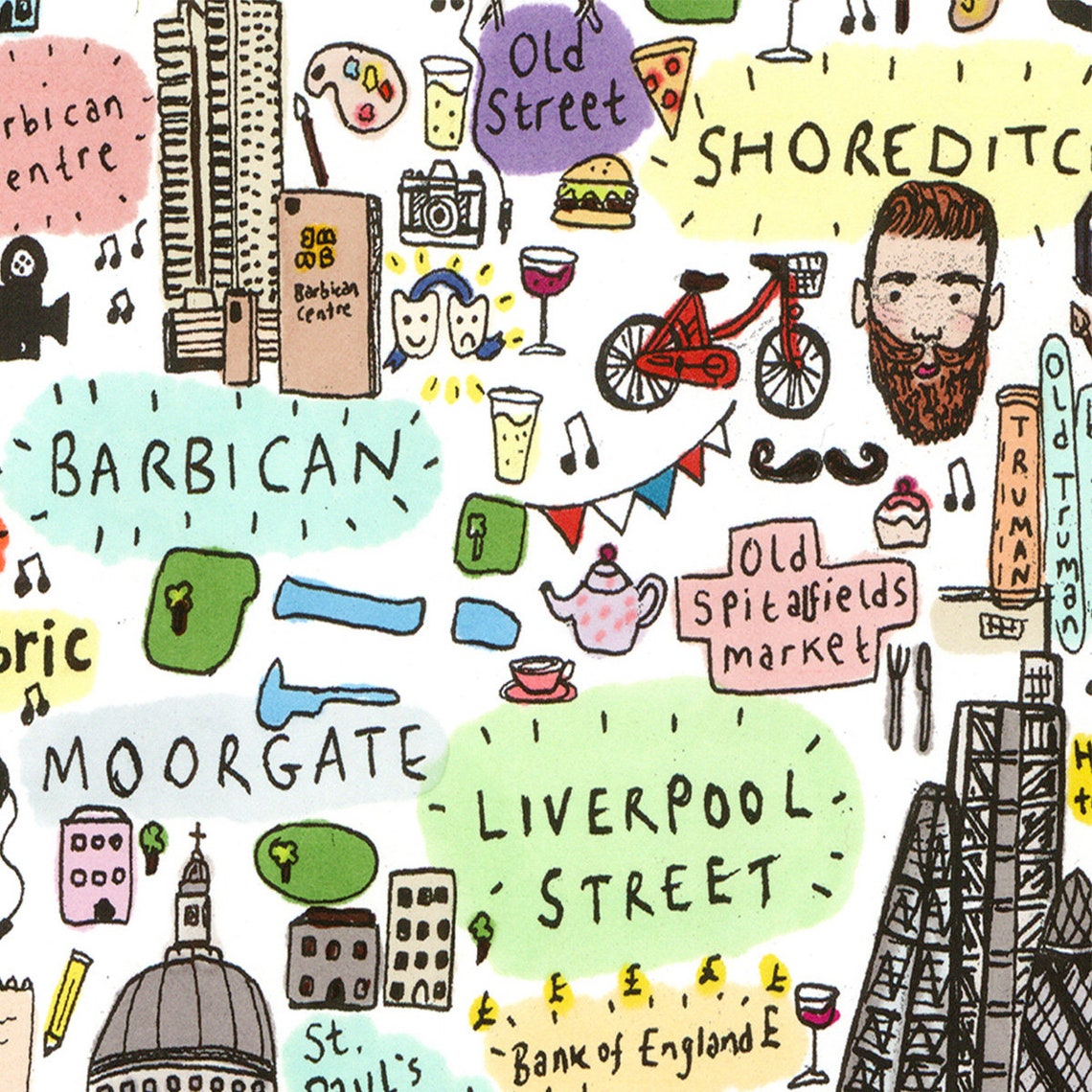 Illustrated Map of Central London, Famous London Streets, London ...