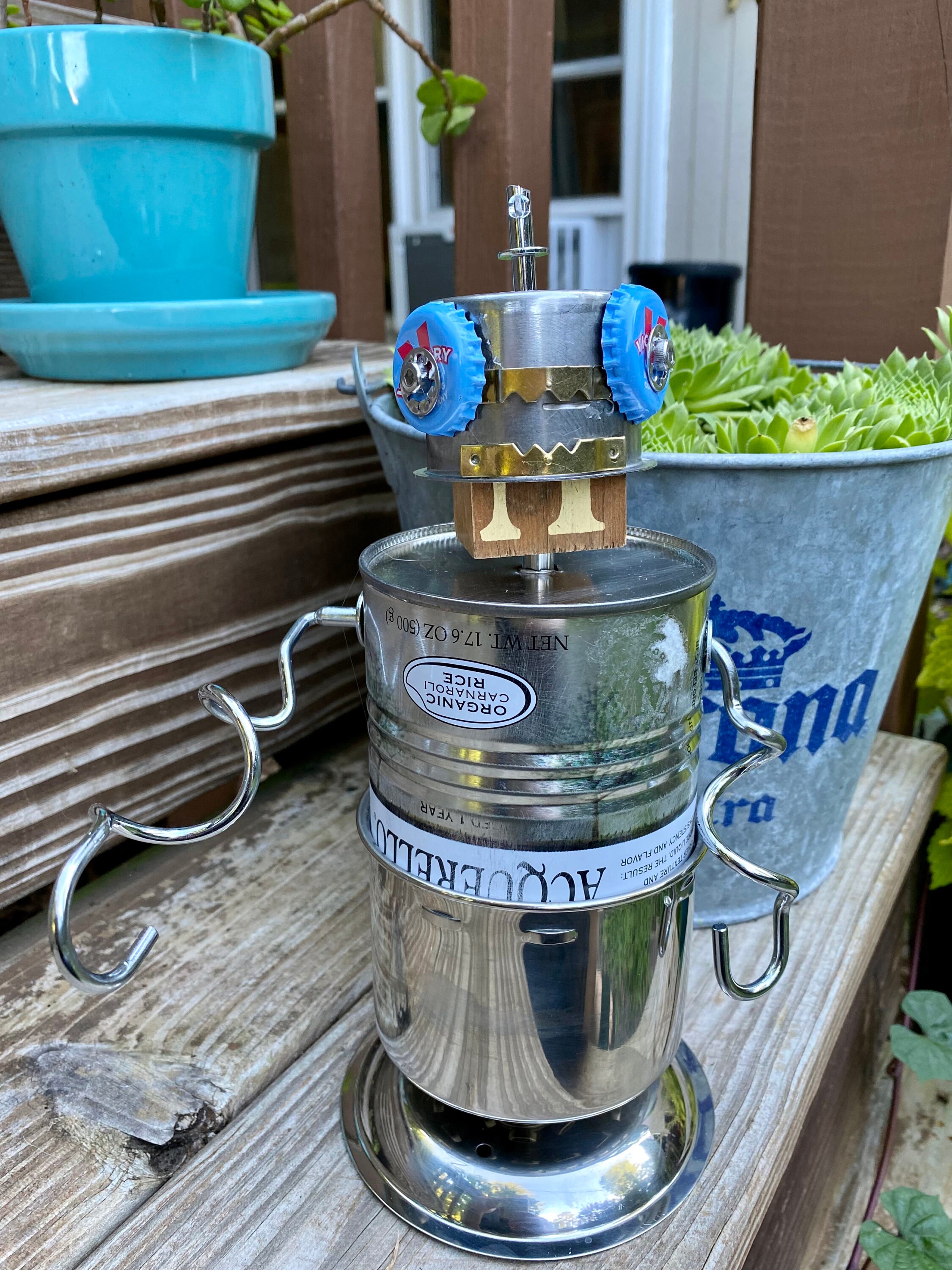 Upcycled Robot Sculpture: Handmade Tin Can Bot, Industrial Art - Etsy