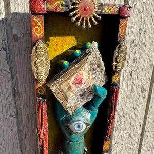 Mexican Folk Art Hand Protection Shrine Sculpture, Upcycled Spiritual ...