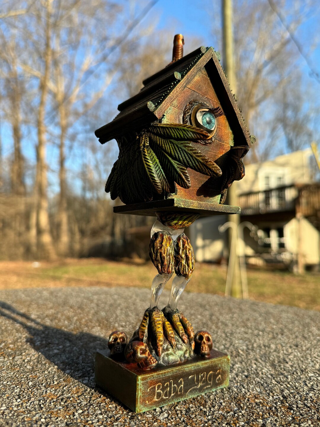 Unique Baba Yaga Sculpture - Witchy Folklore Art - Chicken Leg House ...