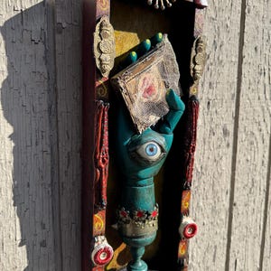 Mexican Folk Art Hand Protection Shrine Sculpture, Upcycled Spiritual ...