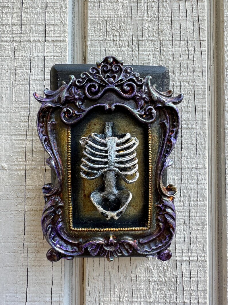Hand Painted Skeleton Torso Shrine: Upcycled Assemblage Wall Decor - Etsy