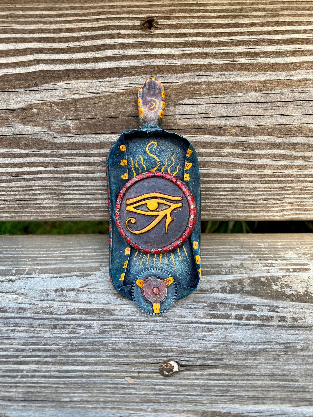 Eye of Horus Egyptian Assemblage: Upcycled Sardine Tin Shrine - Found ...