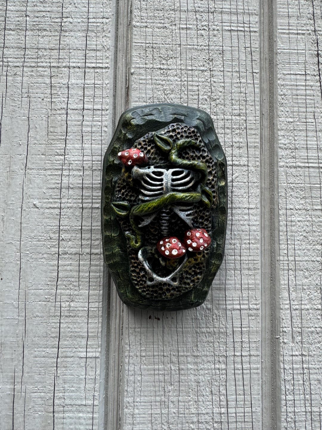 Skeleton Torso Mushroom Shrine: Upcycled Assemblage Art, Hand-painted ...