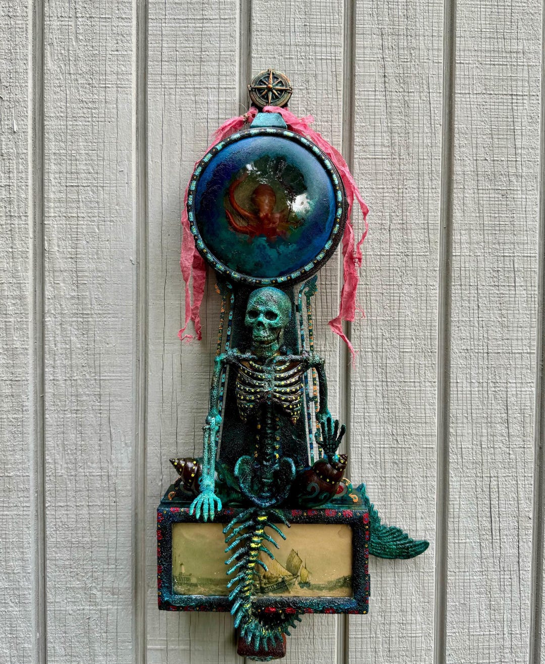 Unique Skeleton Mermaid Sea Shrine Found Object Sculpture Vintage Decor ...
