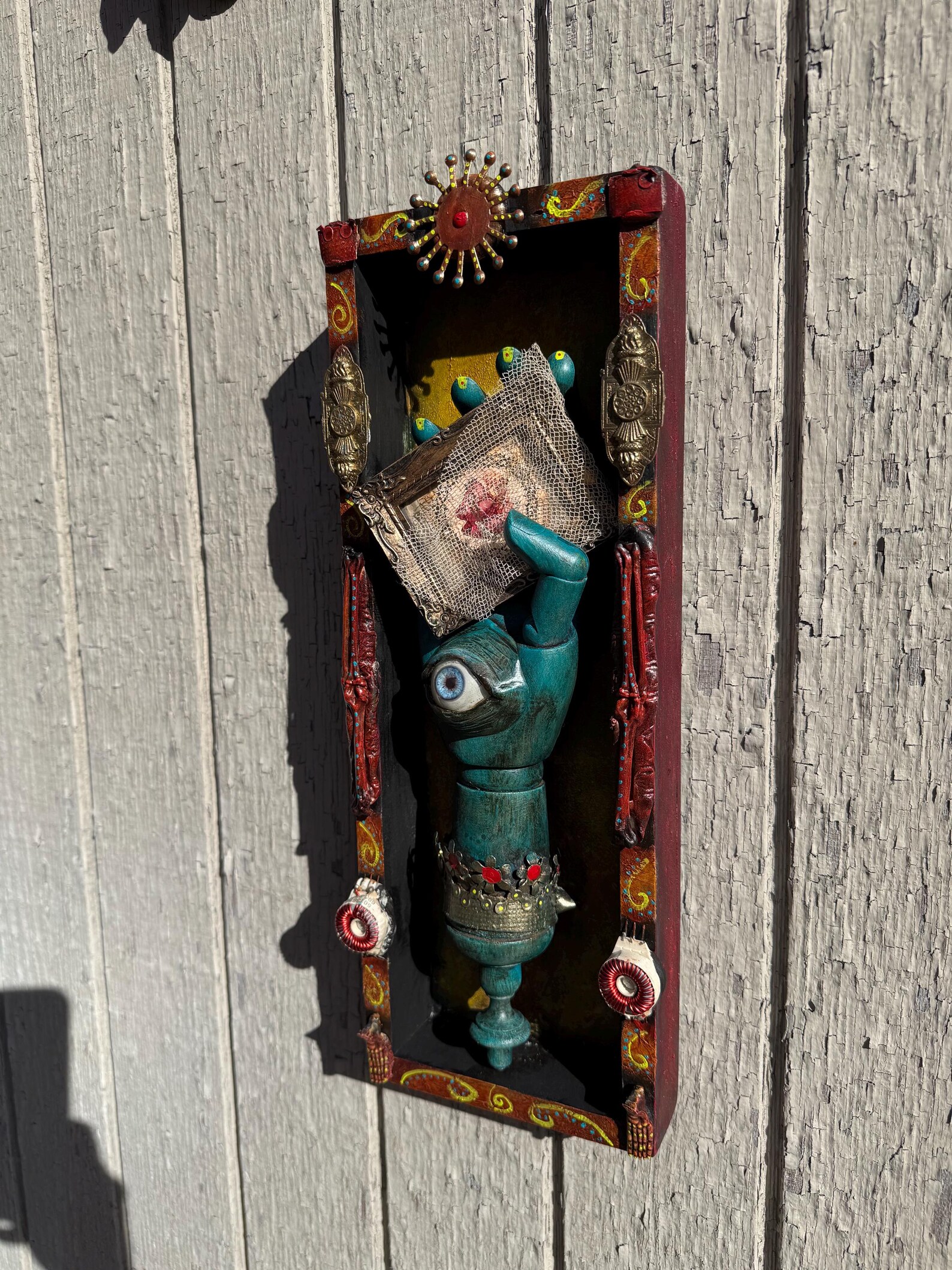 Mexican Folk Art Hand Protection Shrine Sculpture, Upcycled Spiritual ...
