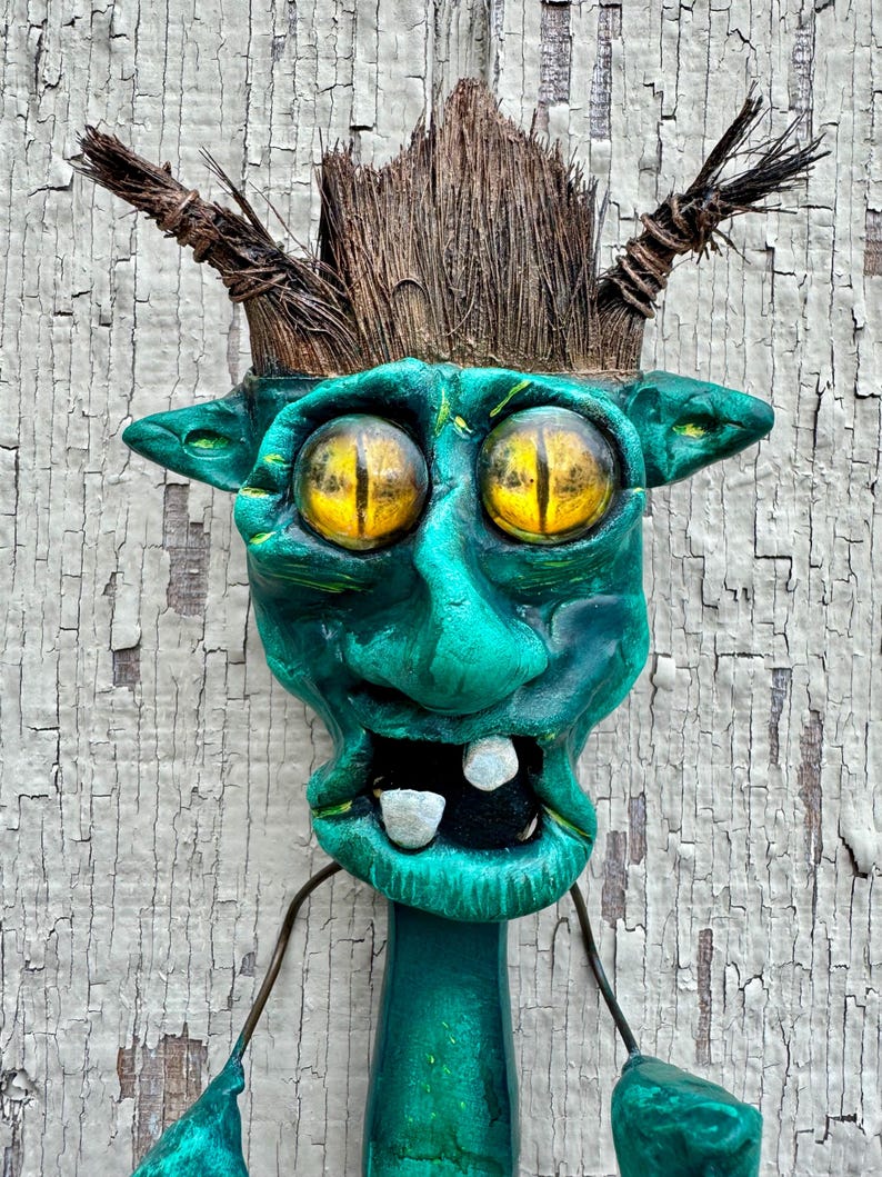 Startled Goblin Sculpture, Hand-sculpted Clay Fantasy Art Decor, OOAK ...