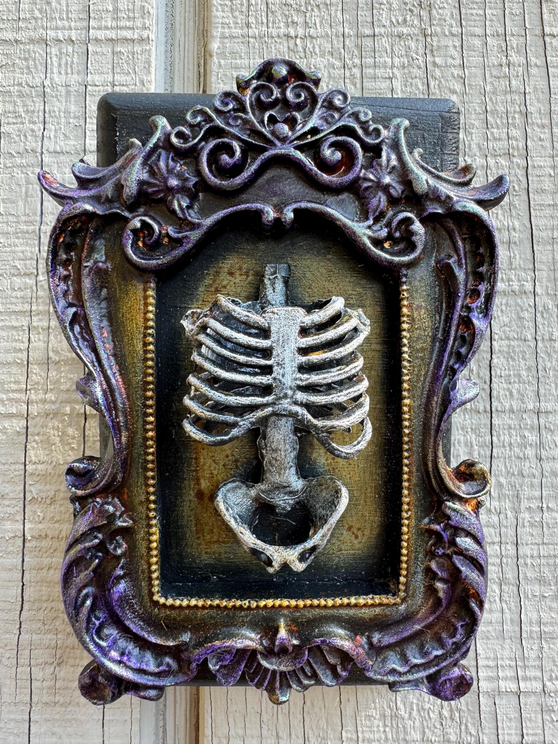 Hand Painted Skeleton Torso Shrine: Upcycled Assemblage Wall Decor - Etsy