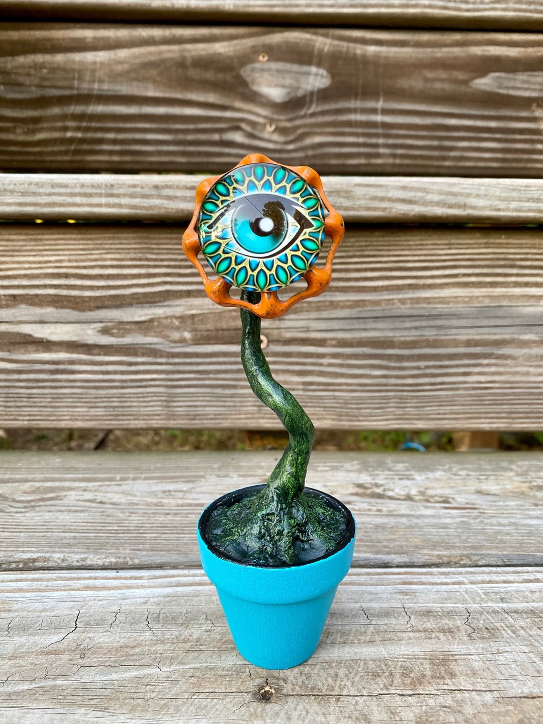 Freaky Flora Giant Eyeball Creepy Garden Scary Flower Assemblage Art ...