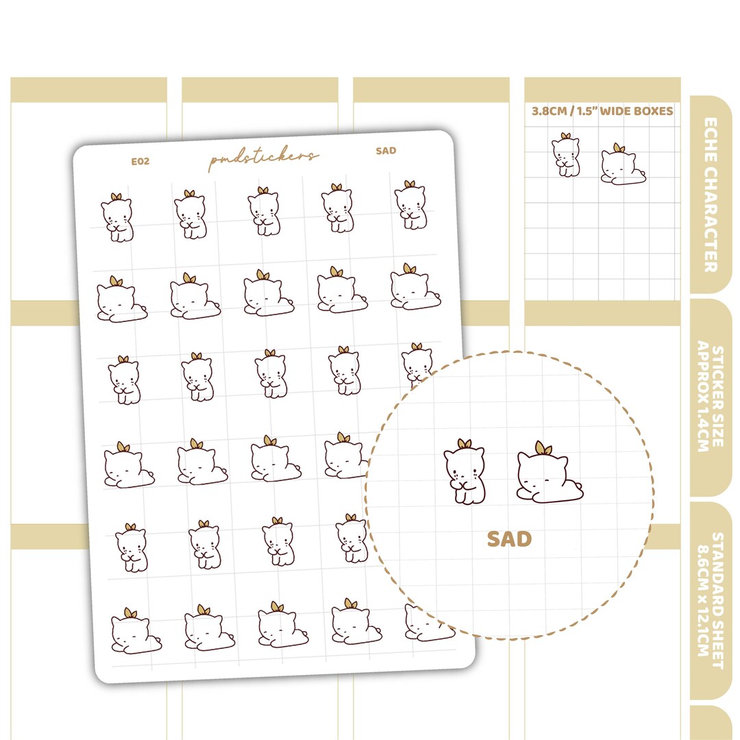 Sad Stickers | Eche Character Planner Stickers | E02 - Etsy