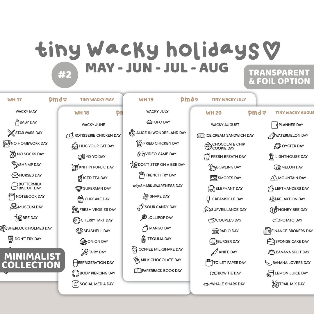 Tiny Wacky Holiday Stickers 2 May, June, July & August Stickers ...