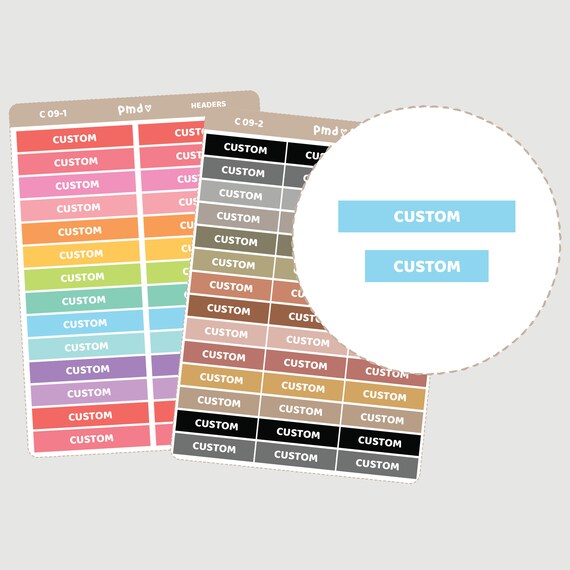 Custom Header Stickers Planner Stickers C09 | Etsy