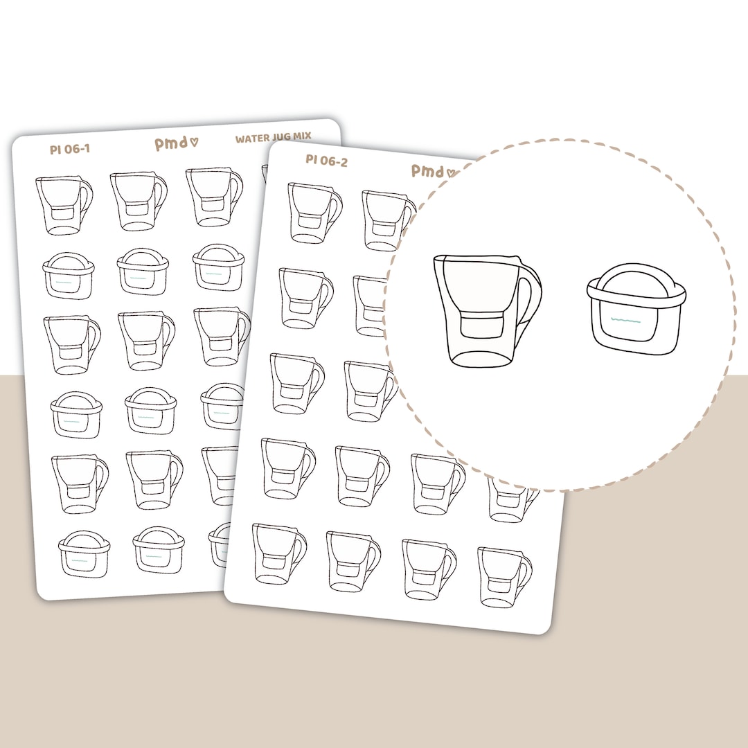 Water Jug Filter Stickers PMD Drawn Icons Planner Stickers PI06 - Etsy