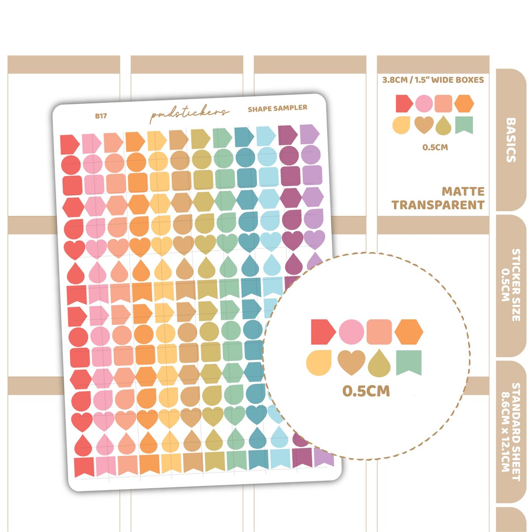 Tiny Shape Sampler Stickers | Basic Planner Stickers | B17 - Etsy