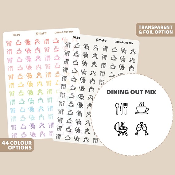 Dining Out Mix Icon Stickers Planner Stickers DI34 | Etsy