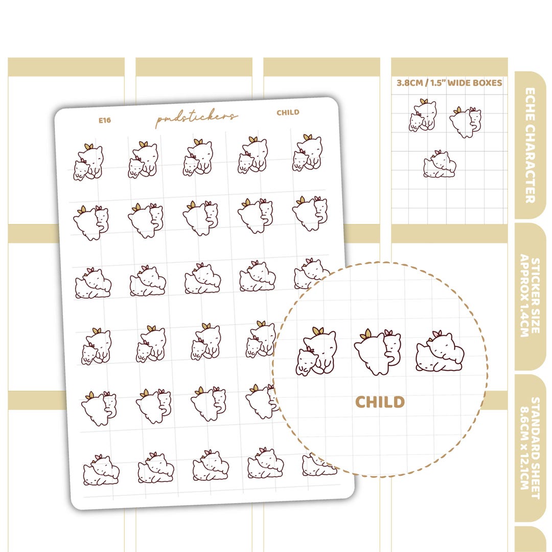 Child Stickers | Eche Character Planner Stickers | E16 - Etsy
