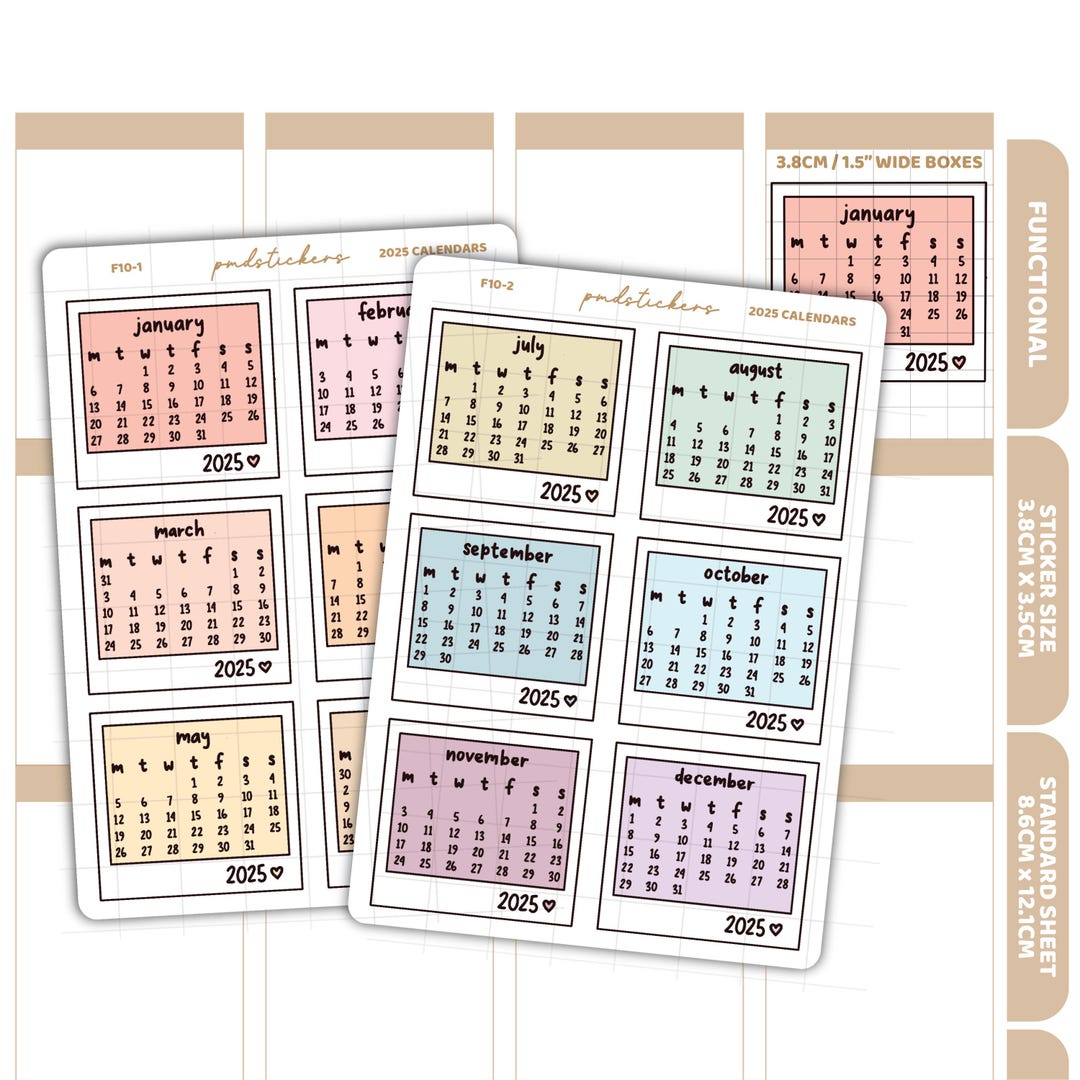 2025 Polaroid Calendar Stickers | Functional Planner Stickers | F10(2 ...
