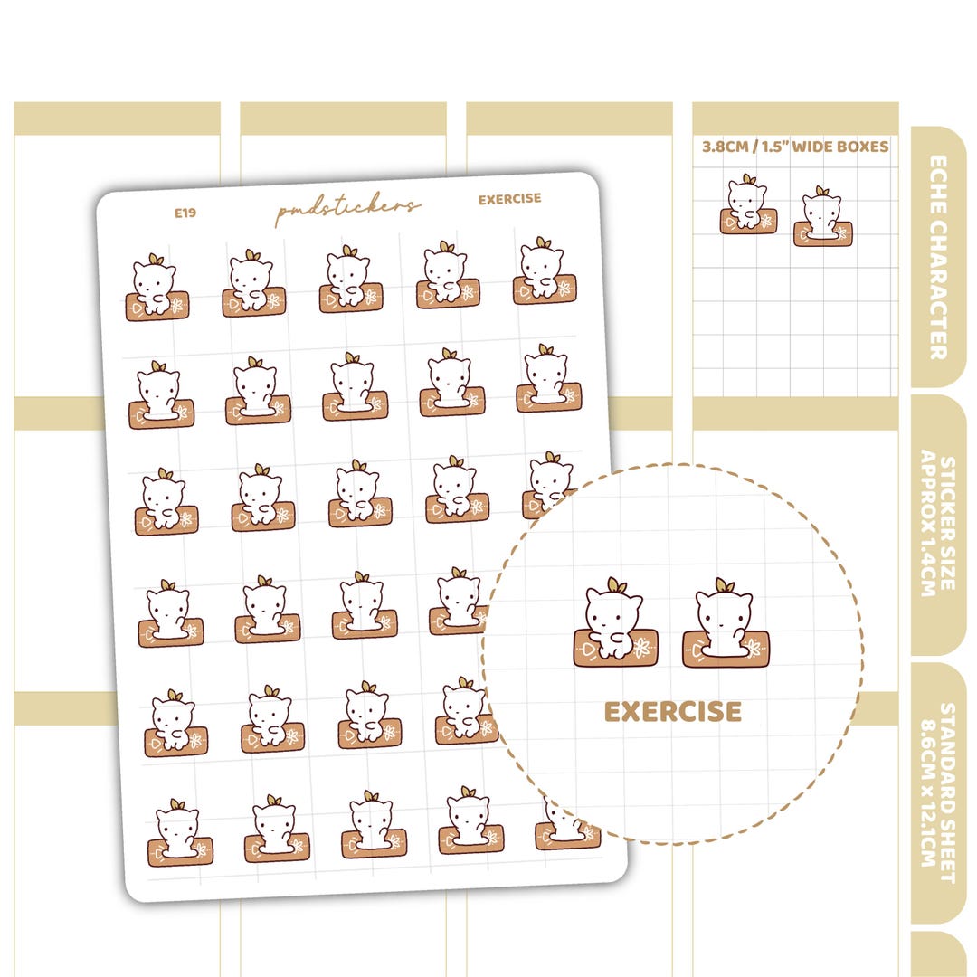 Exercise Stickers | Eche Character Planner Stickers | E19 - Etsy