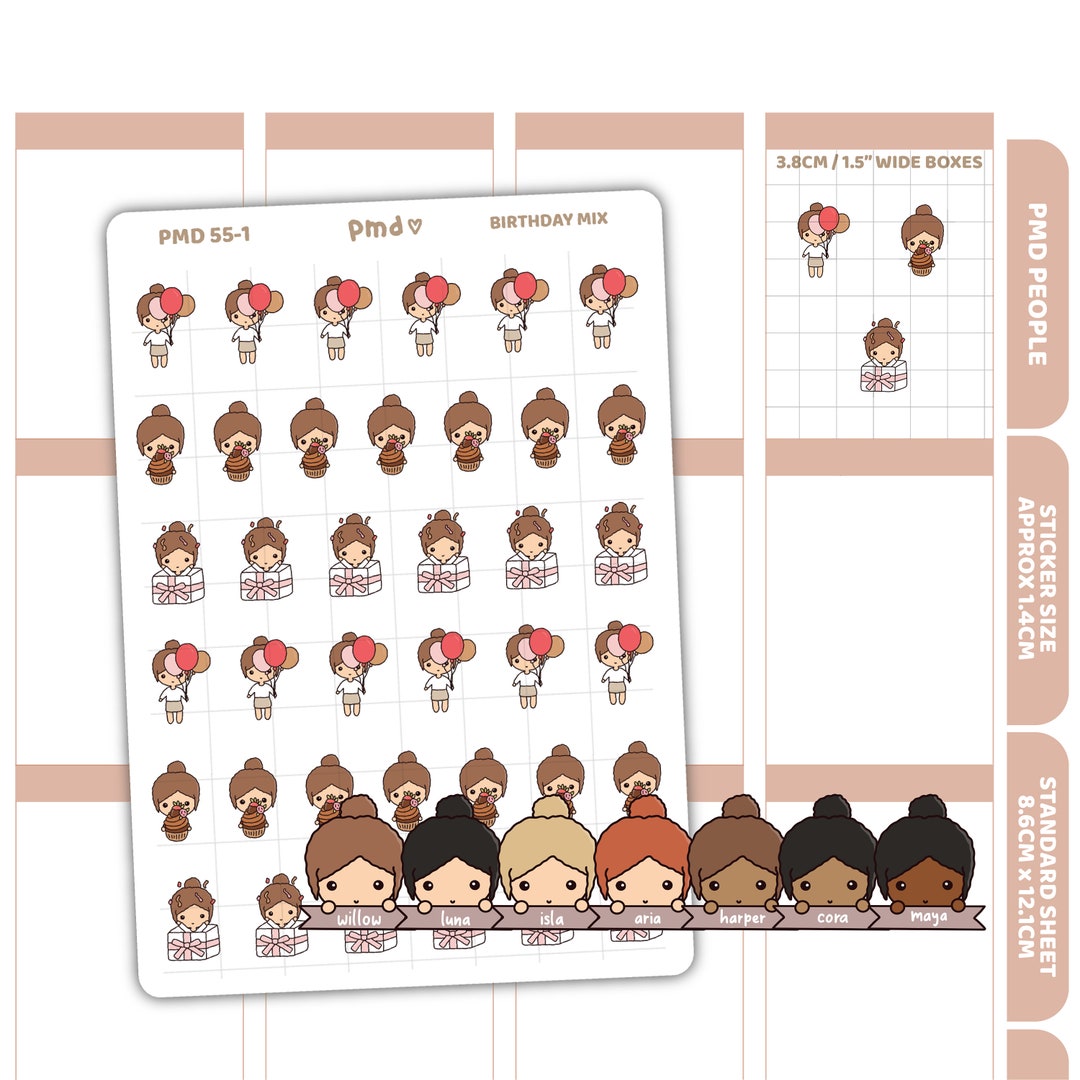 Birthday Stickers | PMD People Planner Stickers | PMD55 - Etsy
