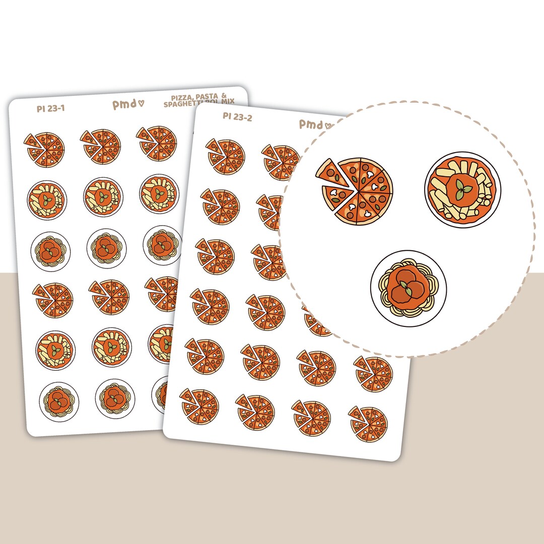 Pizza Pasta & Spaghetti Bol Stickers PMD Icons Planner - Etsy