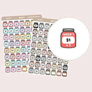 52 Week Savings Challenge Stickers Planner Stickers FS07 | Etsy