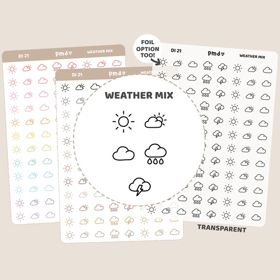 Weather Mix Icon Stickers Planner Stickers DI21 | Etsy