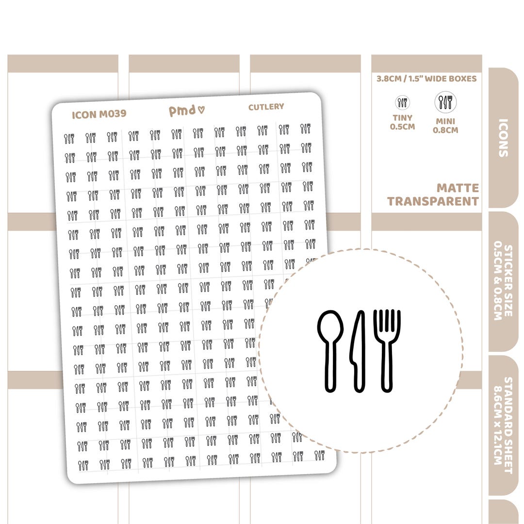 Cutlery Dot Icon Stickers Planner Stickers 39 - Etsy Sweden
