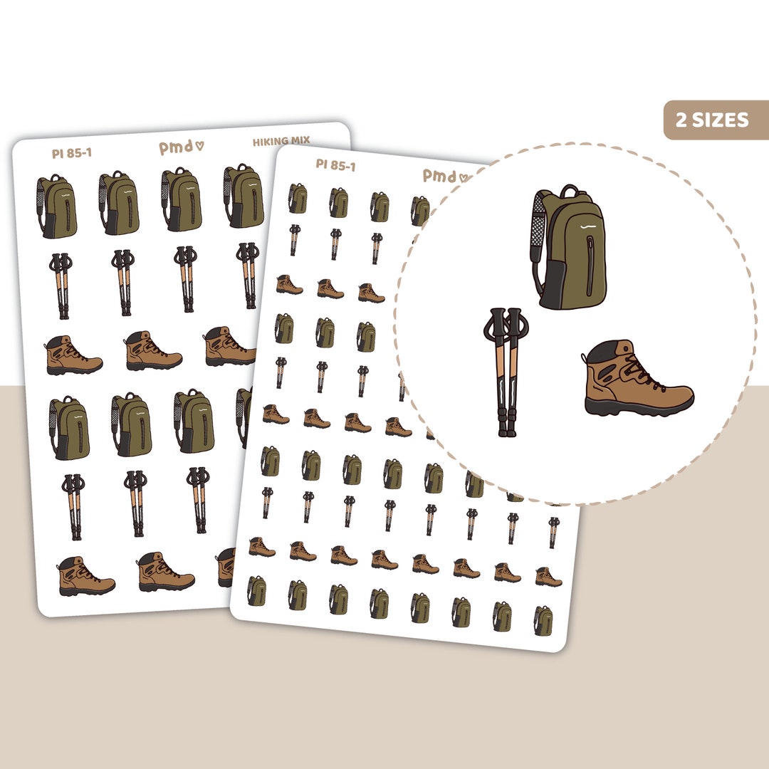 Hiking Stickers PMD Drawn Icon Planner Stickers PI85 - Etsy