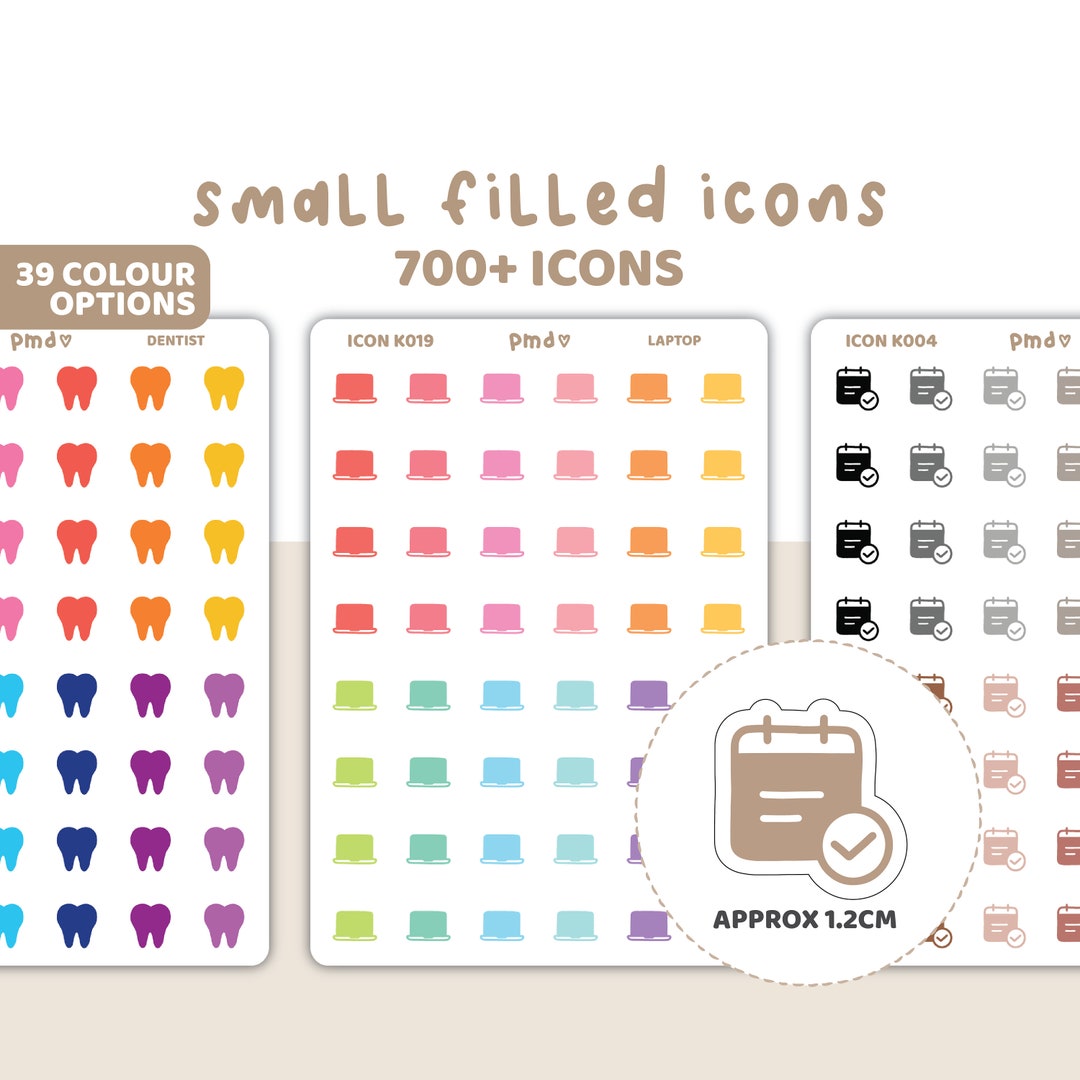Small Filled Icon Stickers 700 Icons Planner Stickers ICON K000 - Etsy