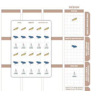 Water Recreation Activity Stickers PMD Drawn Icon Planner Stickers PI90 ...