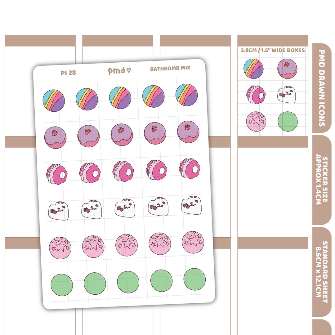 Bathbombs Stickers PMD Drawn Icon Planner Stickers PI28 - Etsy
