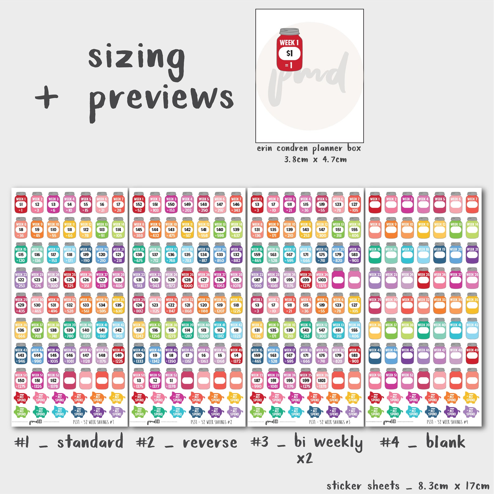 52 Week Savings Challenge Stickers Planner Stickers FS31 | Etsy