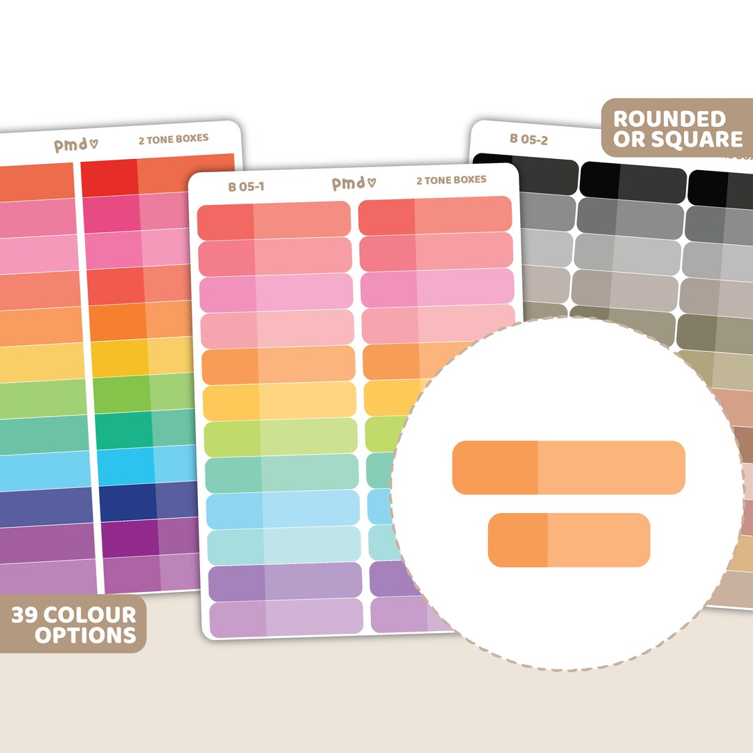 2 Tone Box Stickers Planner Stickers B05 - Etsy