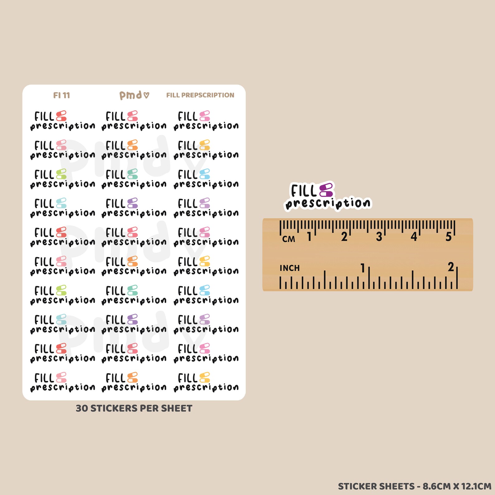 Fill Prescription Stickers Planner Stickers FI11 - Etsy