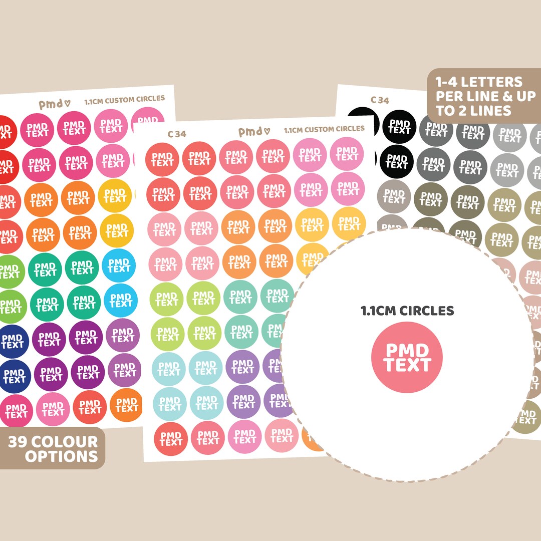 Custom 1.1cm Circle Stickers Planner Stickers C34 - Etsy