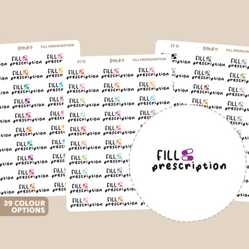 Fill Prescription Stickers Planner Stickers FI11 - Etsy