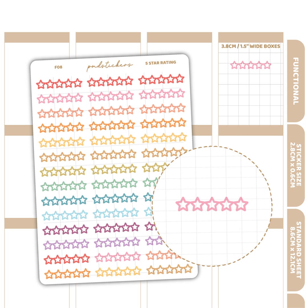 5 Star Rating Stickers | Functional Planner Stickers | F08 - Etsy