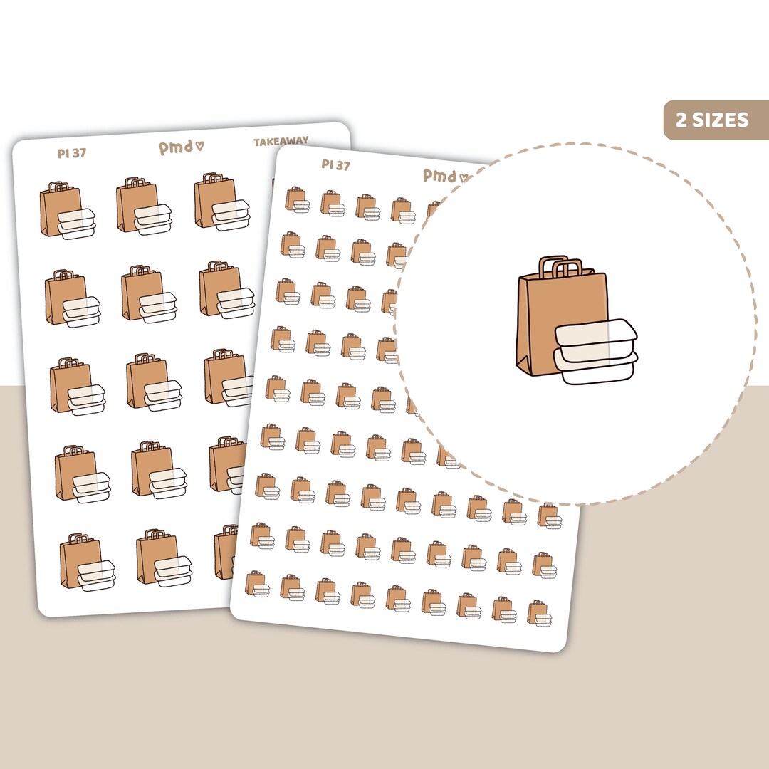 Takeaway Stickers PMD Drawn Icon Planner Stickers PI37 - Etsy