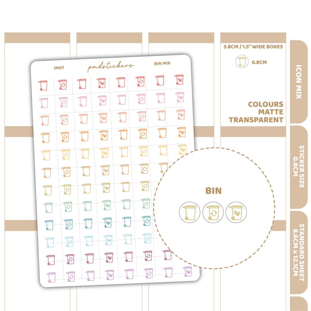 Bin Mix Icon Dot Stickers | Planner Stickers | IM07 - Etsy