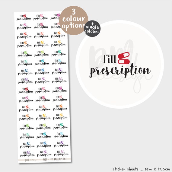Fill Prescription Stickers Planner Stickers FS27 | Etsy