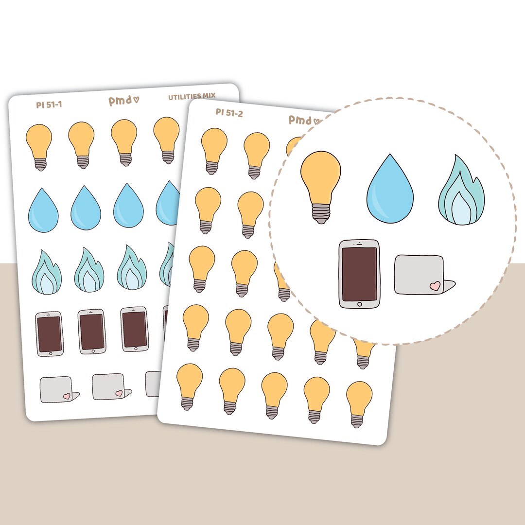 Utilities Stickers Planner Stickers PI51 - Etsy